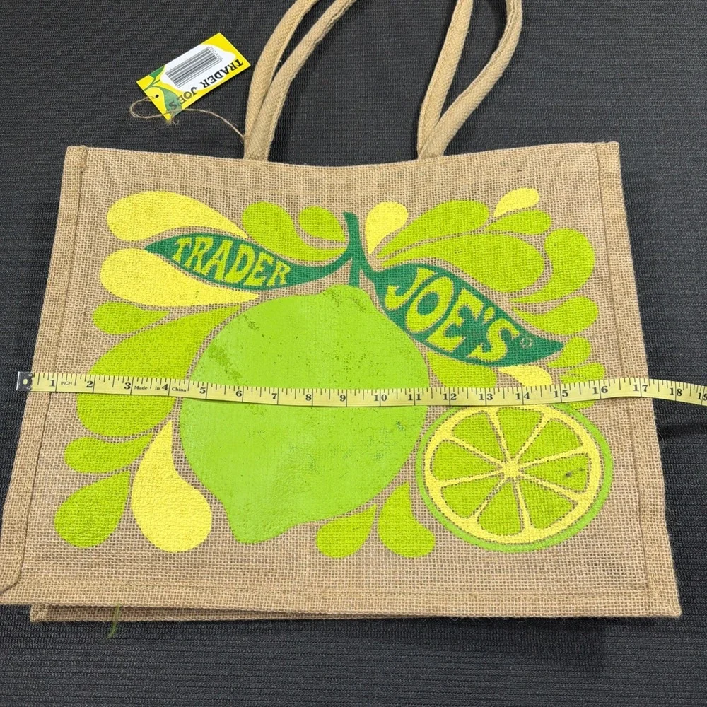 Trader Joe'S | Bags | Trader Joes Lemon Lime Tote Reusable Jute Burlap ...